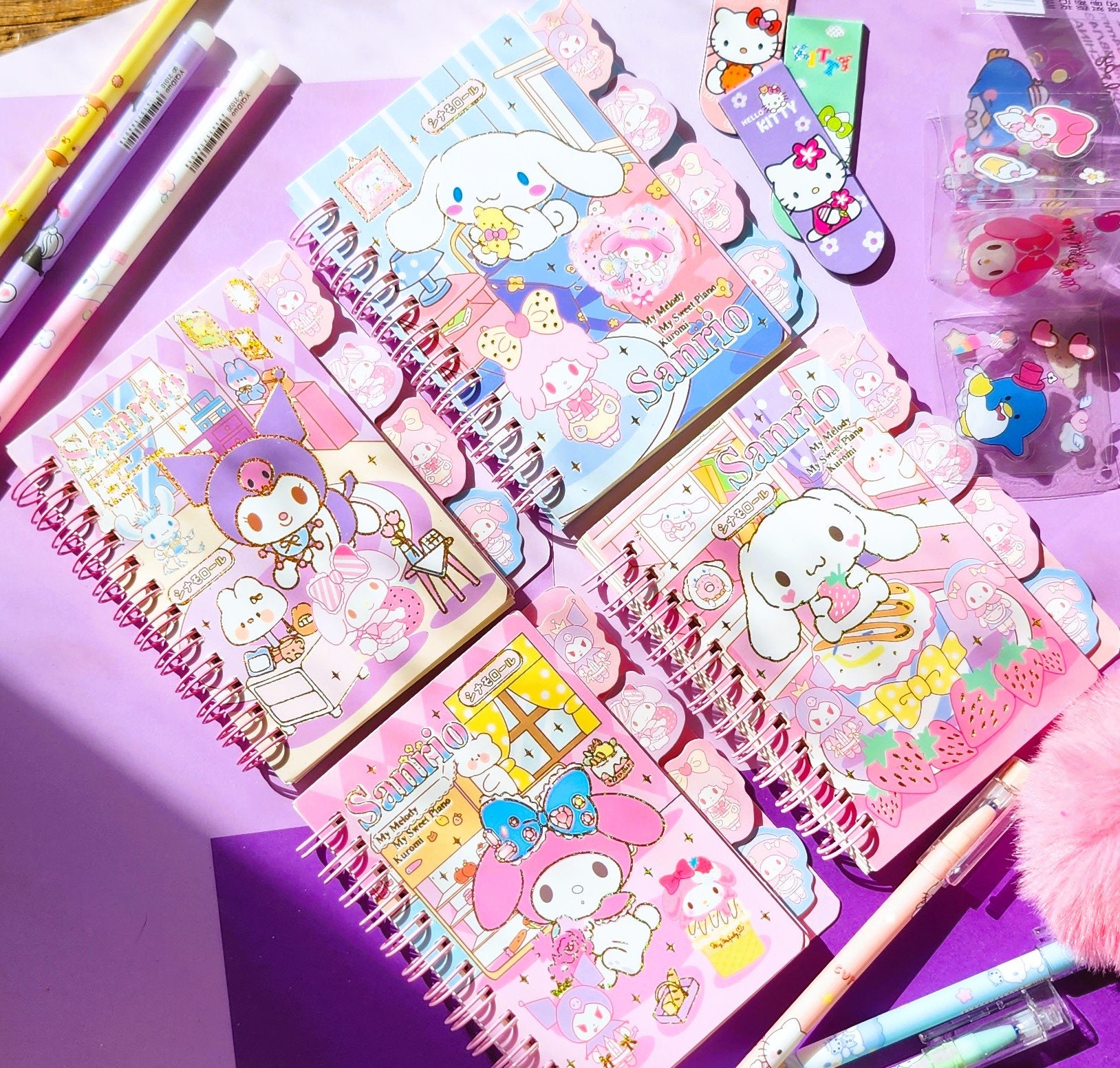 Cute Kawaii Mini Notebook Kawaii Kitty & Friends Four Section Mini ...