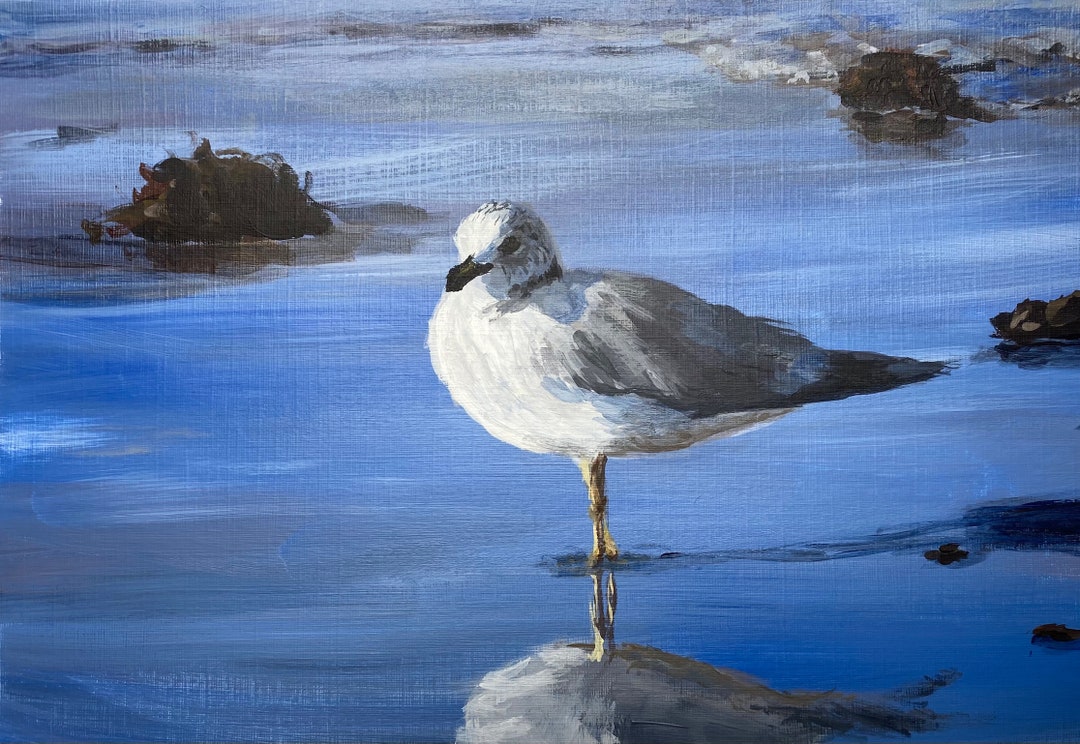 Seagull by the Ocean: Ice Cream Thief Original Painting by Jan Cavanagh ...