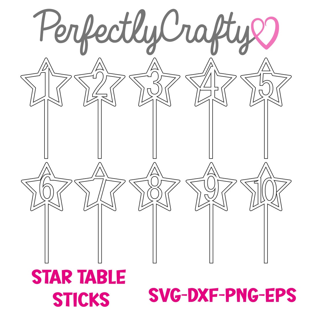 Star Table Number Sticks SVG Bundle PNG DXF Wedding - Etsy