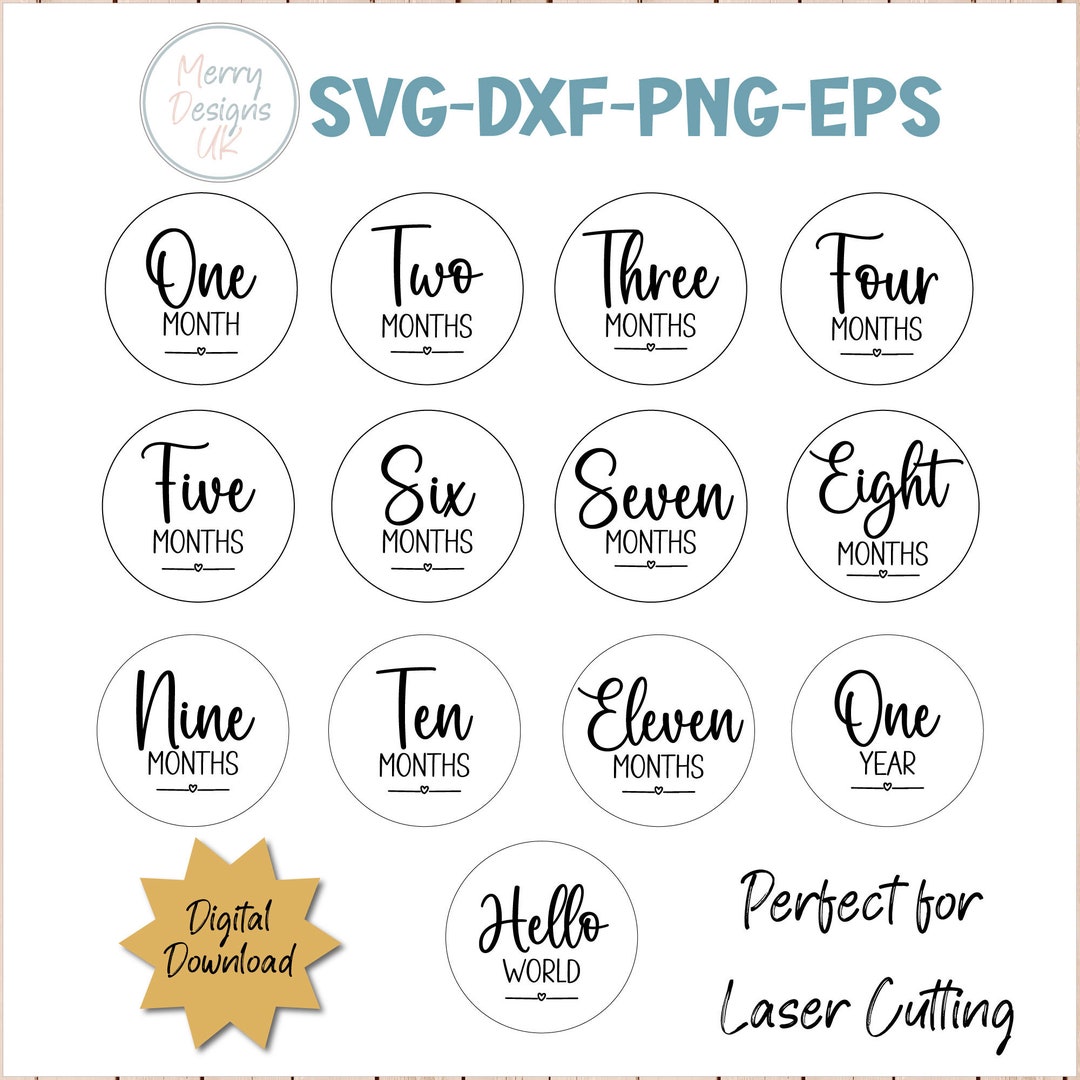 Baby Milestone SVG Bundle PNG DXF New Born Baby Baby Milestone Discs ...