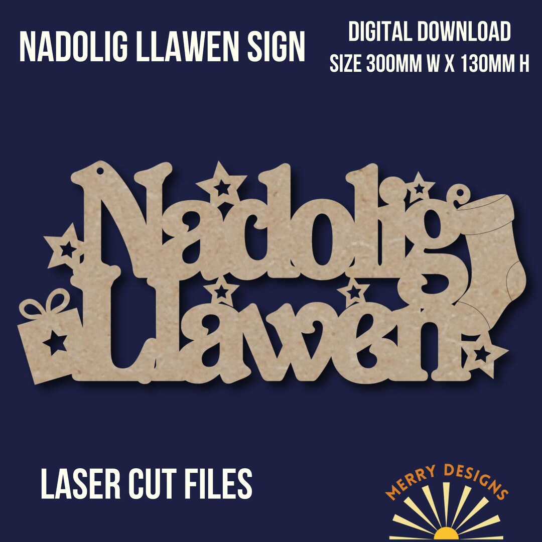 Nadolig Llawen Sign Cut Files, Svg Dxf Eps Pdf Design Suitable for ...