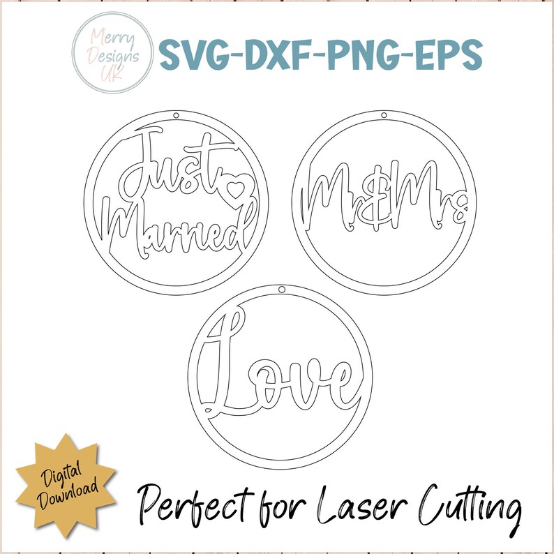 Circle Wedding Pack SVG Bundle / PNG / DXF / Just Married / Mr & Mrs ...
