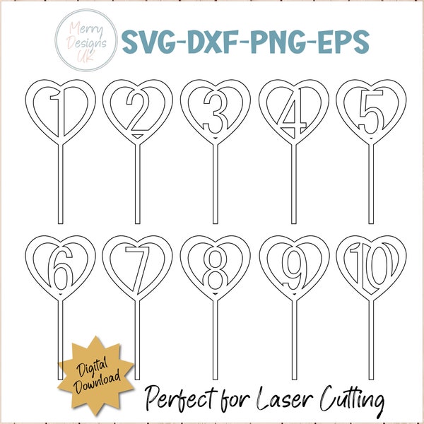 Heart Table Numbers - Etsy