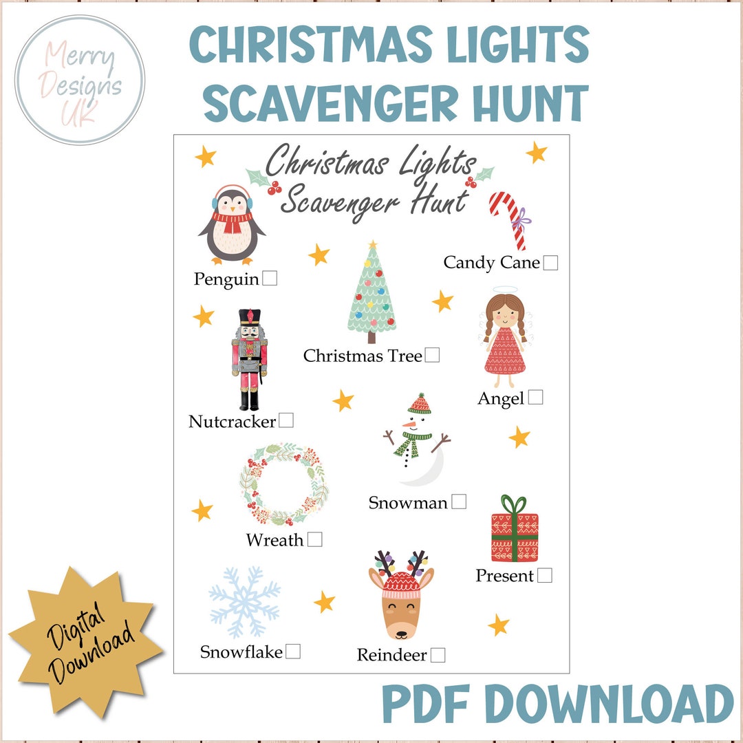 Christmas Lights Scavenger Hunt PDF Download Christmas - Etsy