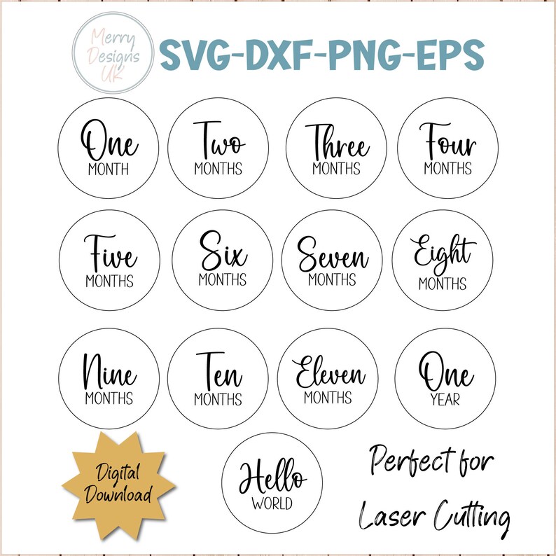 Baby Milestone SVG Bundle PNG DXF New Born Baby Baby Milestone Discs ...