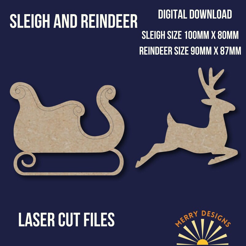 Sleigh and Reindeer - Etsy