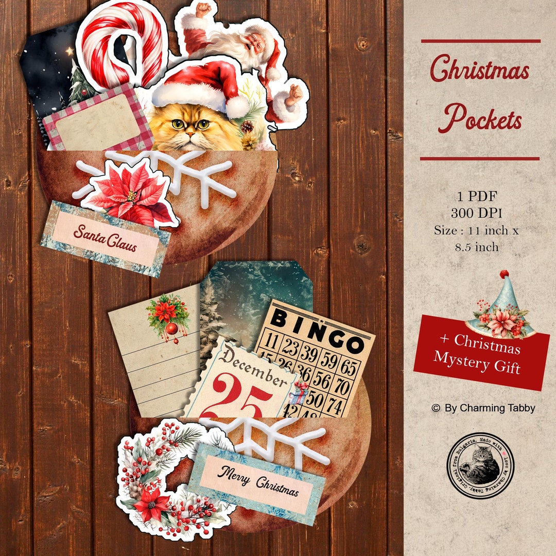Loaded Christmas Tags,christmas Pockets,junk Journal,tuck Kit, December ...