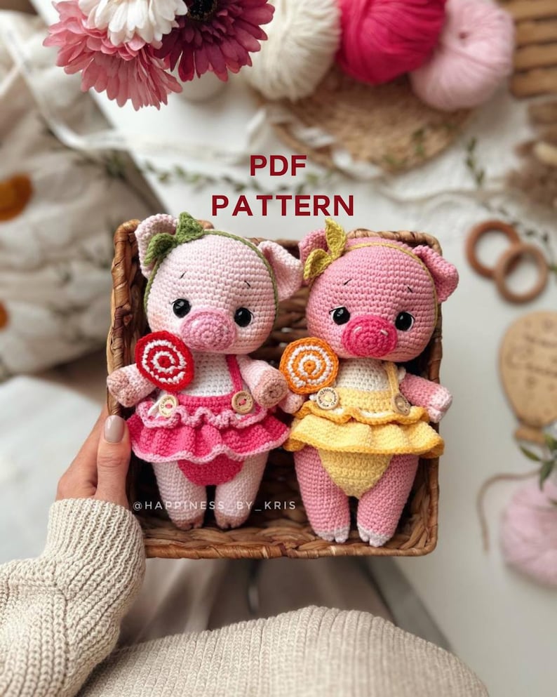 Crochet Pig Pattern Rosie | Amigurumi Piglet Doll PDF | Cute Pig Toy ...