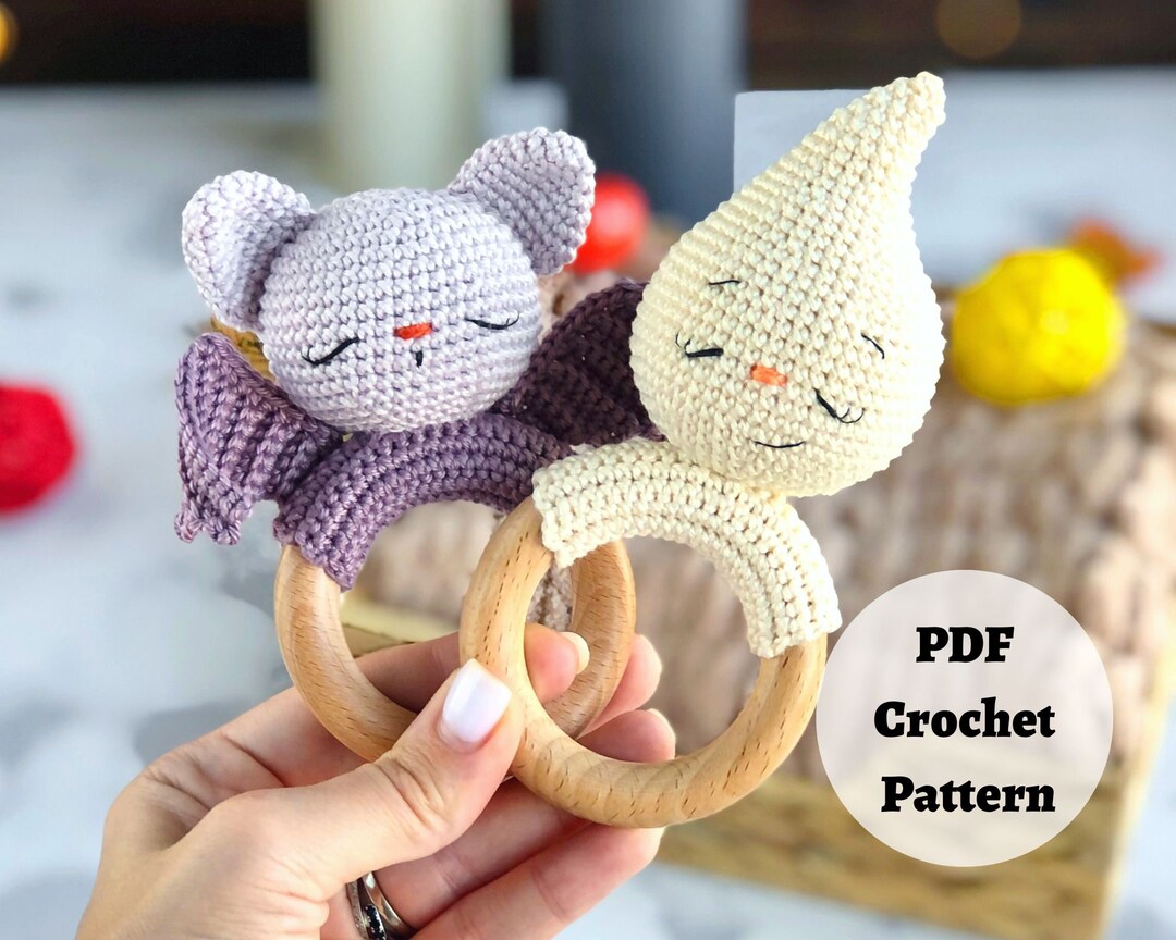 Holiday Baby Rattle CROCHET PATTERN: Bat and Ghost Baby Rattle Crochet ...