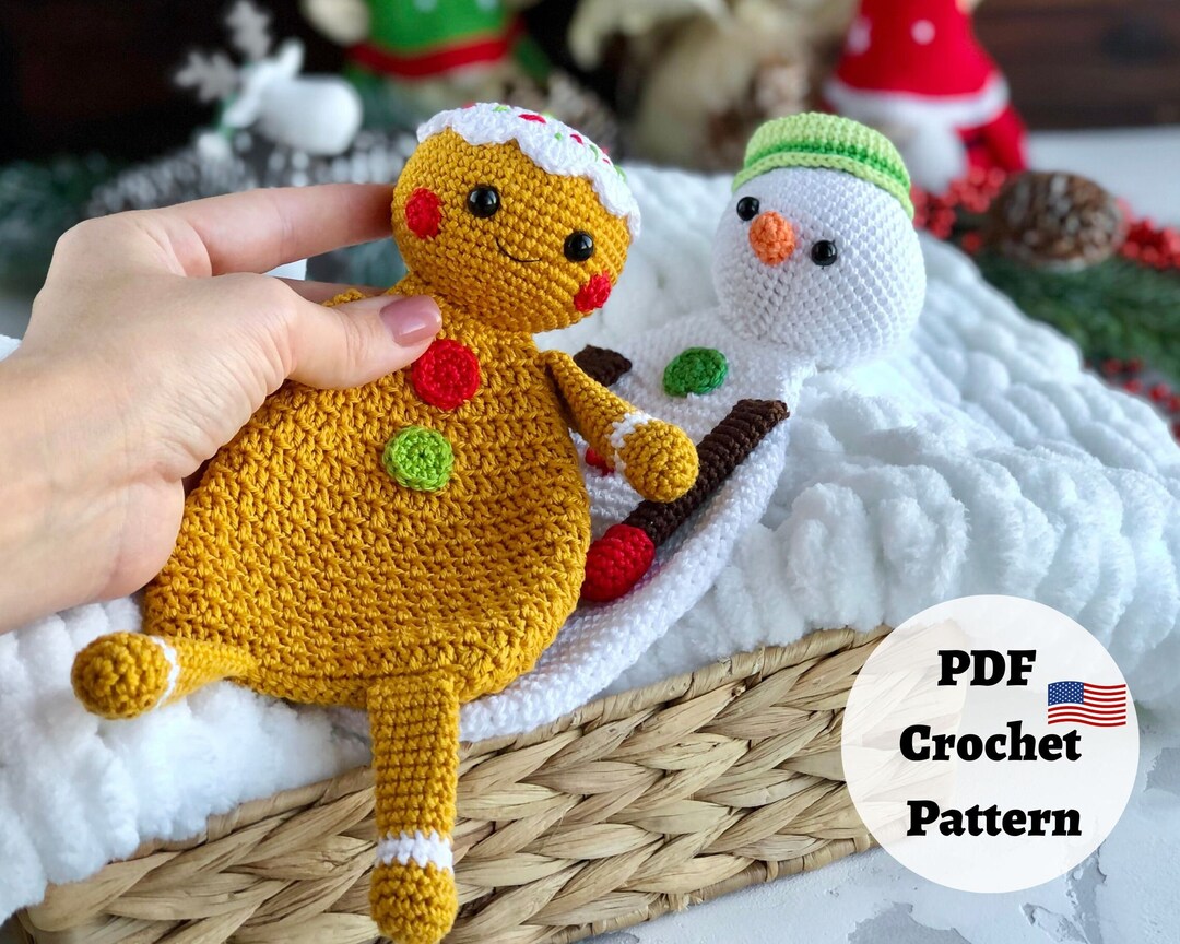 Baby Lovey Crochet Pattern Set: Snowman and Gingerbread, Baby Comfort ...