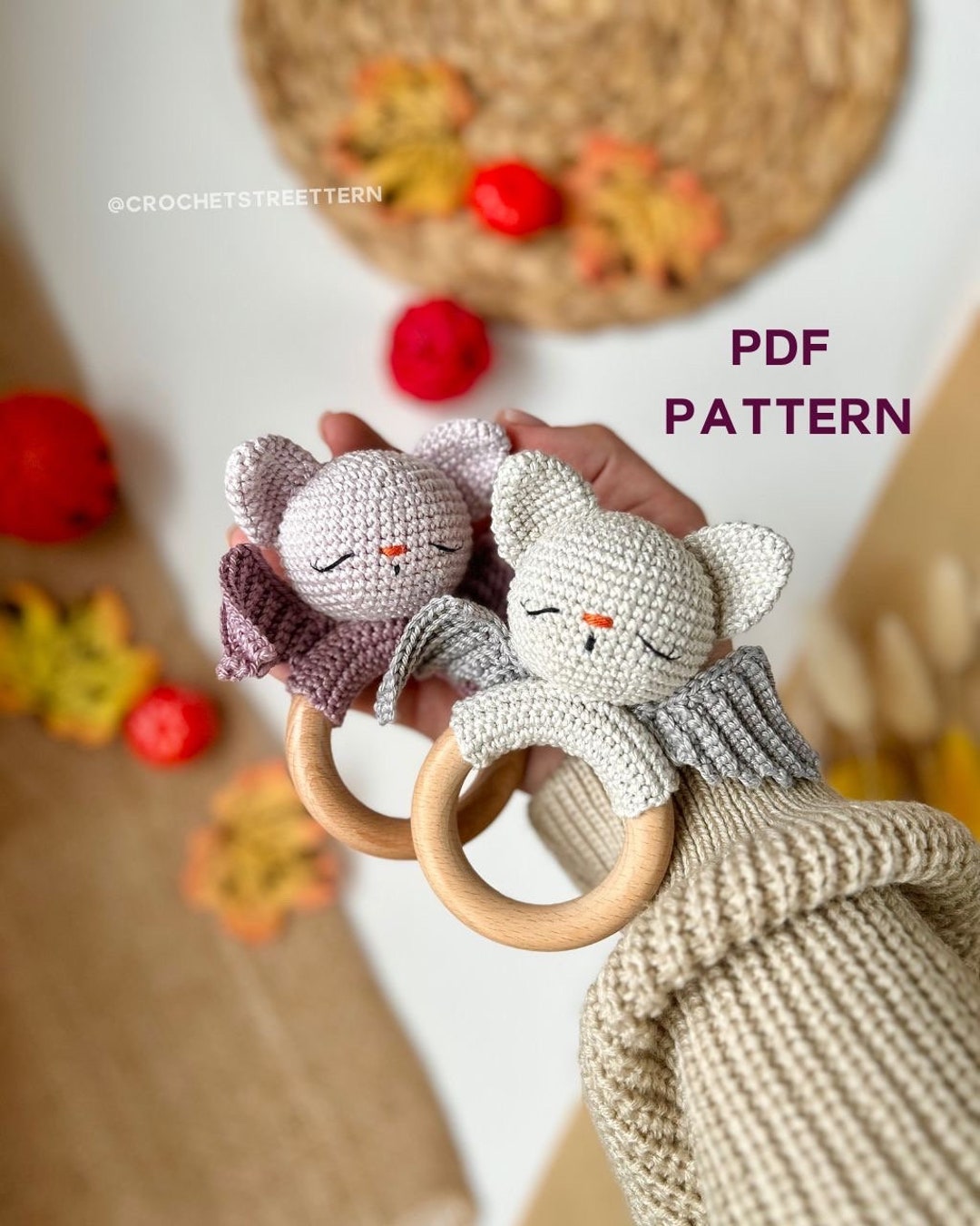 Sleeping Bat Baby Rattle CROCHET PATTERN, Amigurumi Animal Crochet ...