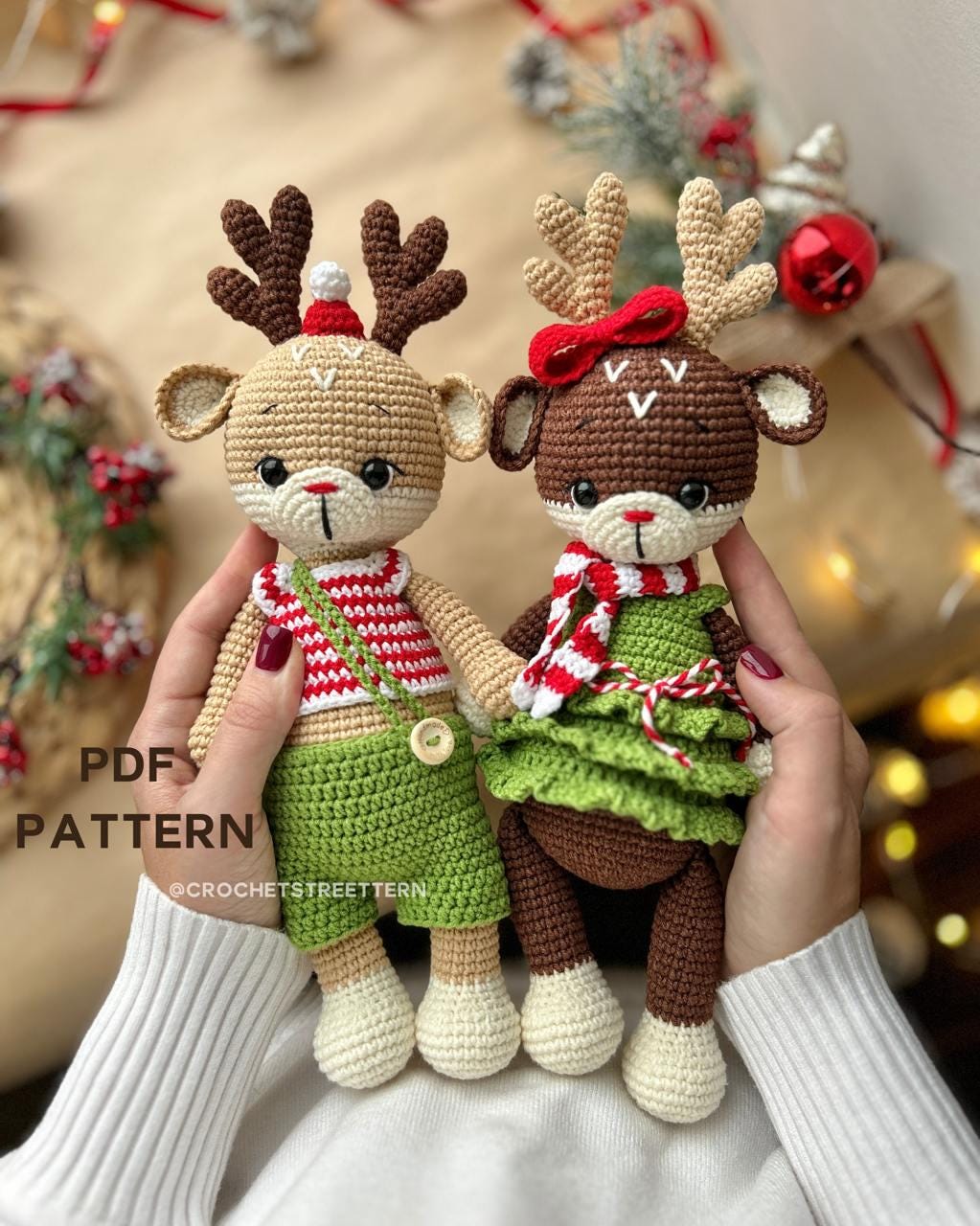 Crochet Pattern Rudolph’s Snuggle, Red Nosez Reindeer Crochet Pattern ...