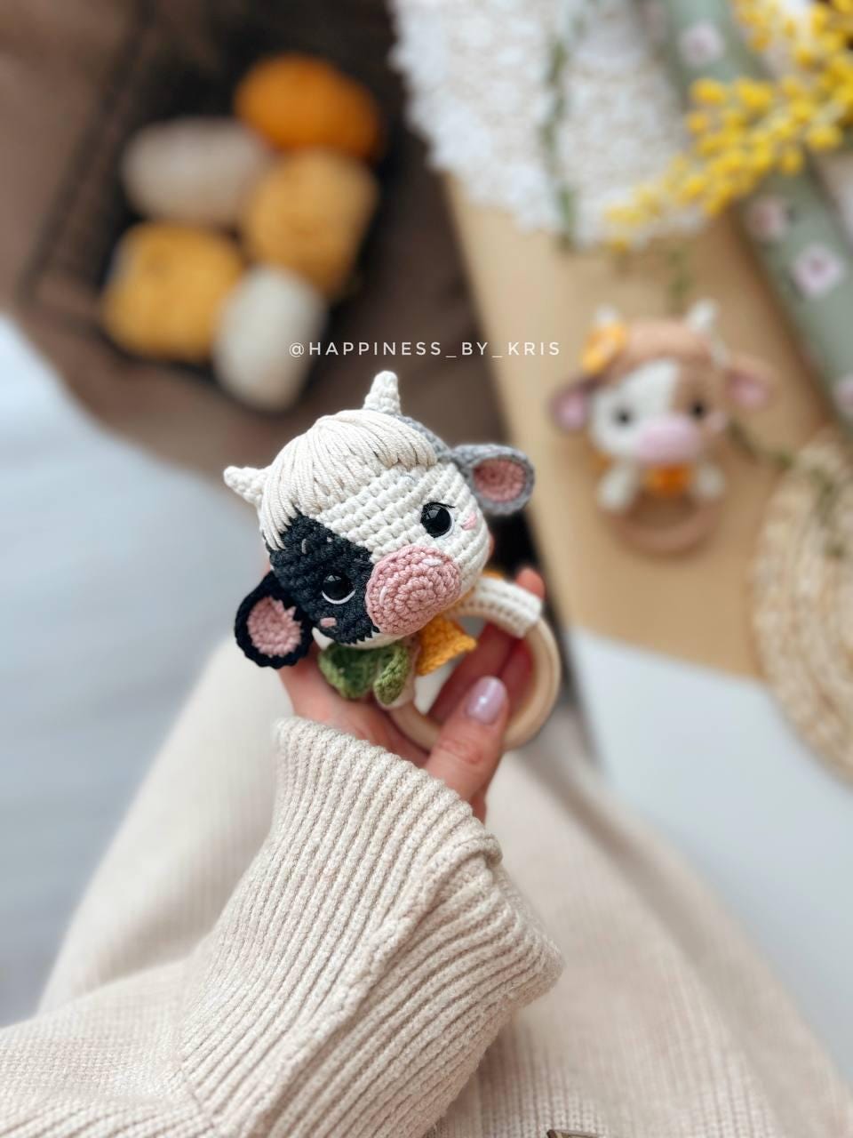 Crochet Pattern: the Cow Rattle, Crochet Cow, Crochet Animal, Crochet ...
