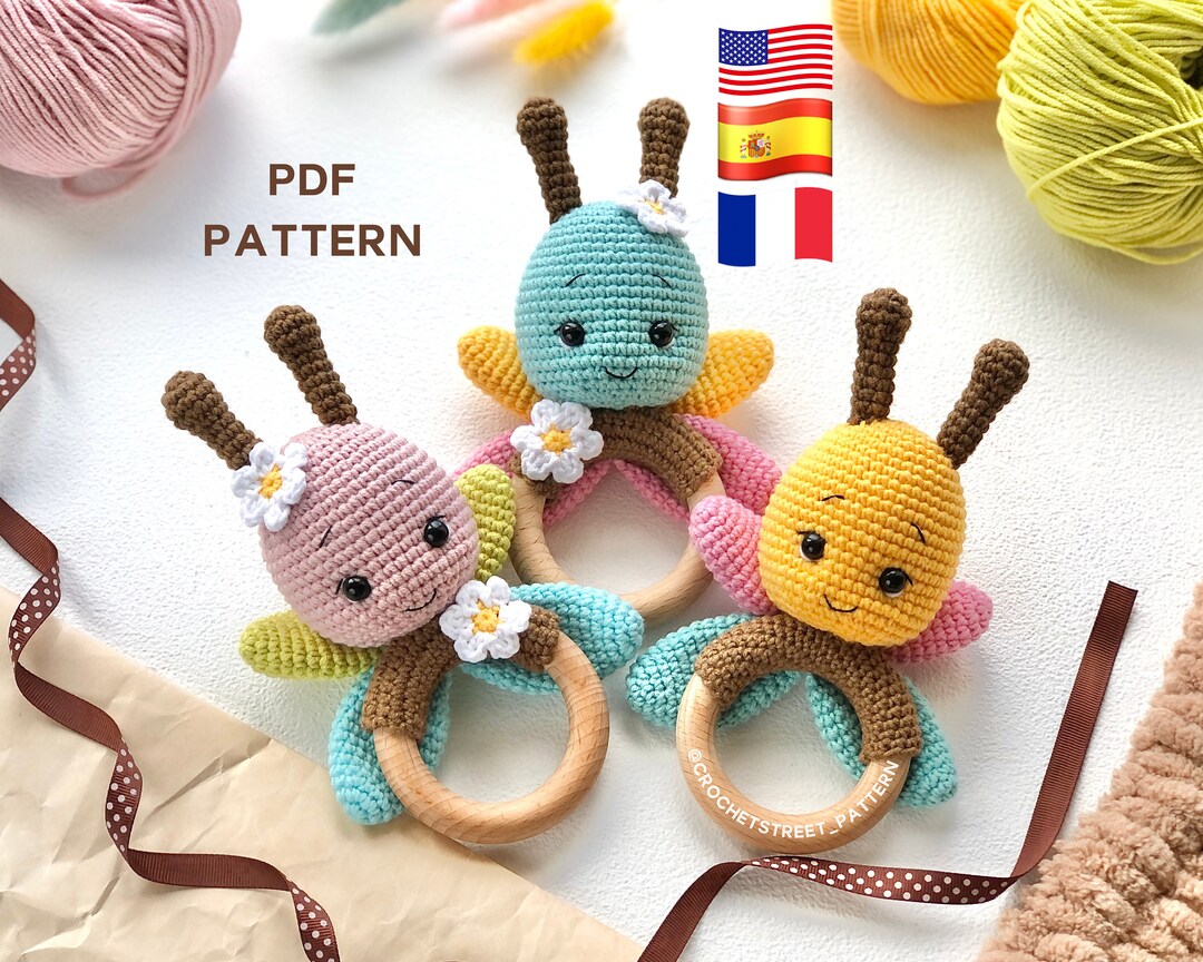 Crochet Baby Rattle Pattern, Crochet Butterfly Patterns English/spanish ...