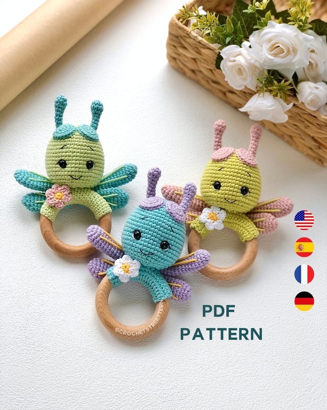 Dragon Fly Rattle Crochet Pattern, Interactive Toy Crochet Pattern ...
