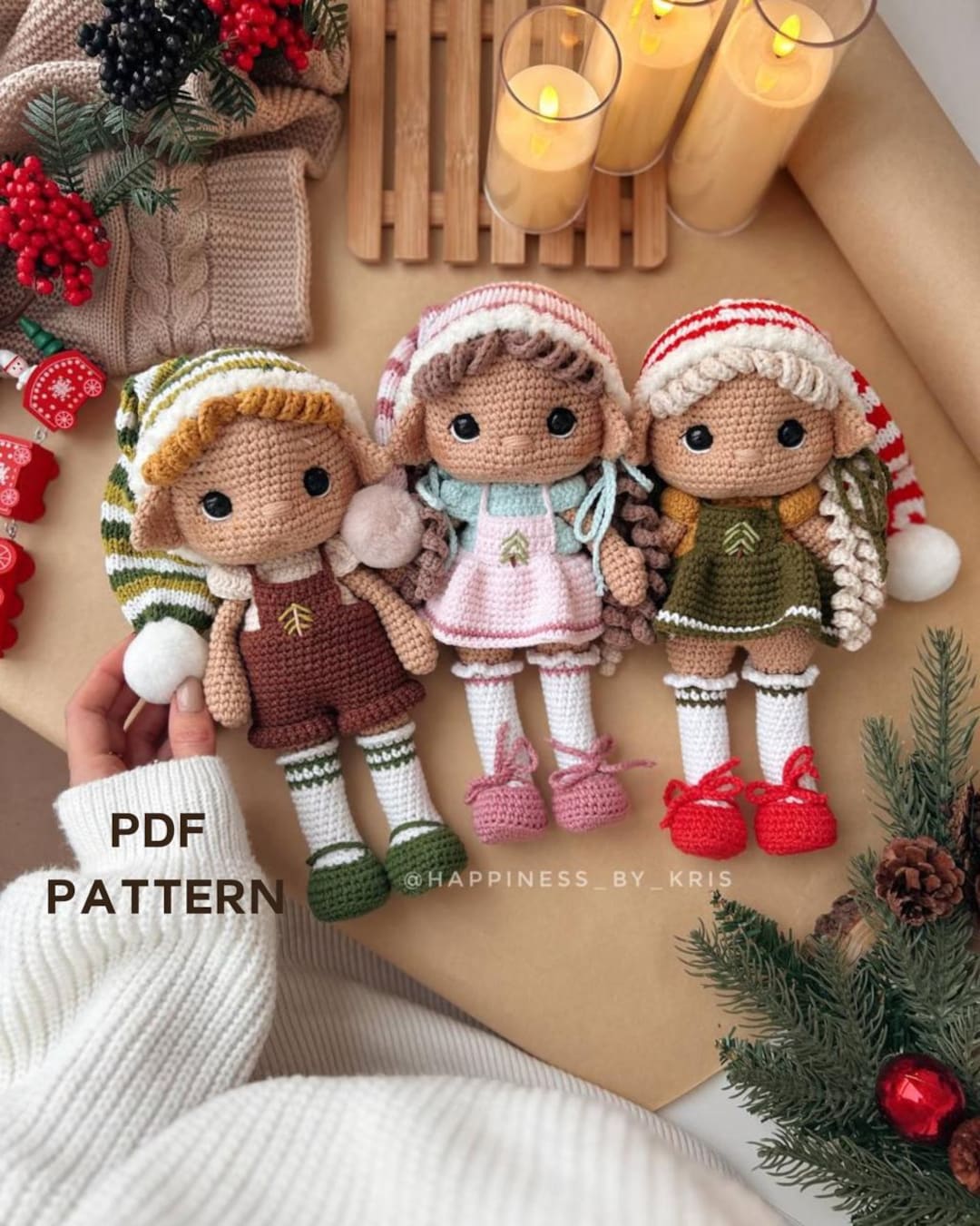 Christmas Elves Exquisite Dolls Crochet Pattern, Christmas Tree Elves ...