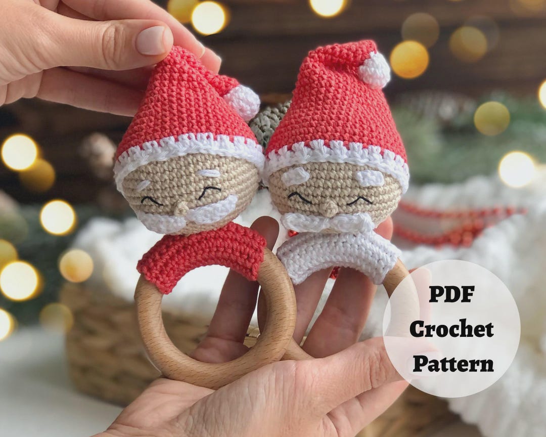Christmas Crochet Pattern Santa | Amigurumi Rattle Tutorial PDF | Baby ...