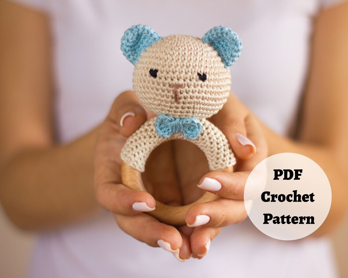 CROCHET PATTERN: Teddy Bear Baby Rattle english Amigurumi | Etsy