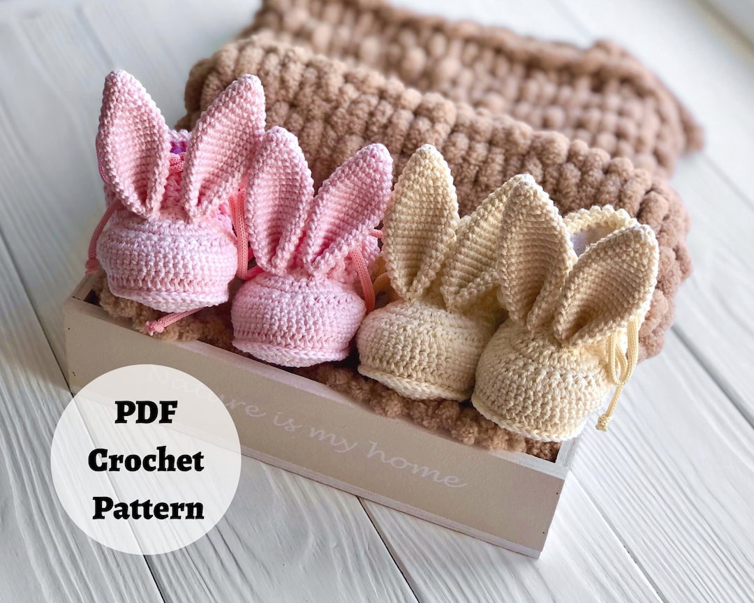 Bunny Slippers Crochet Pattern, Bunny Shoes Crochet Pattern, Crochet ...