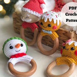 3IN1 Baby Rattles Crochet Patterns for Christmas Tree: Snowman, Santa ...