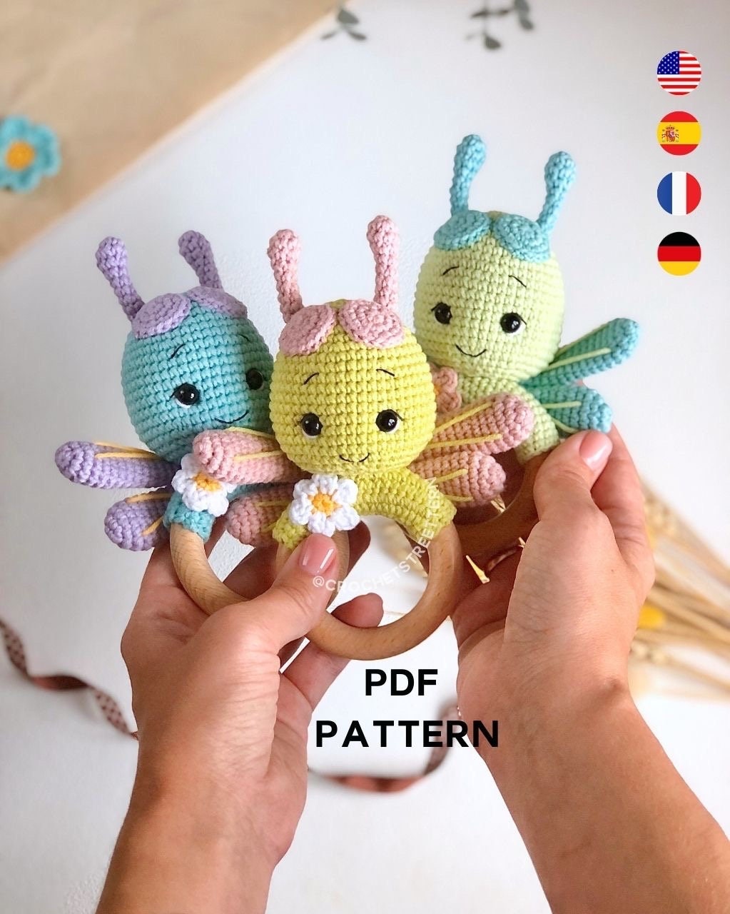 Dragon Fly Rattle Crochet Pattern, Interactive Toy Crochet Pattern ...