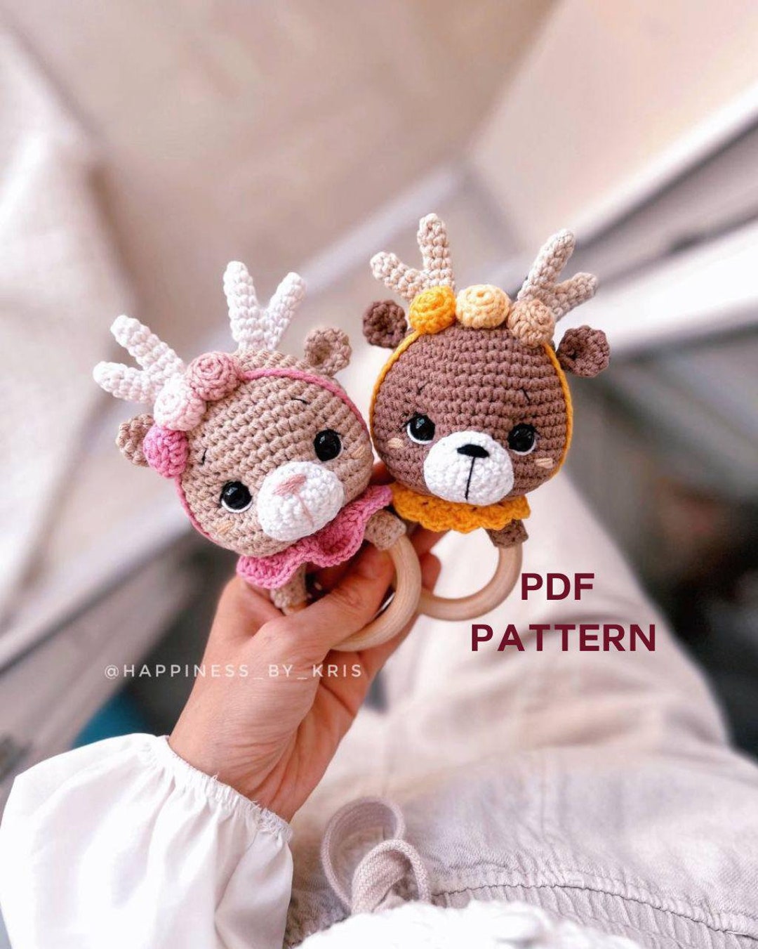 Crochet Pattern Baby Deer Rattle, Newborn Rattles, Gifts Forbaby, Baby ...