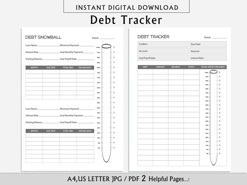 Printable Debt Tracker - Debt Payment Log - Debt Progress Tracker - A4 ...