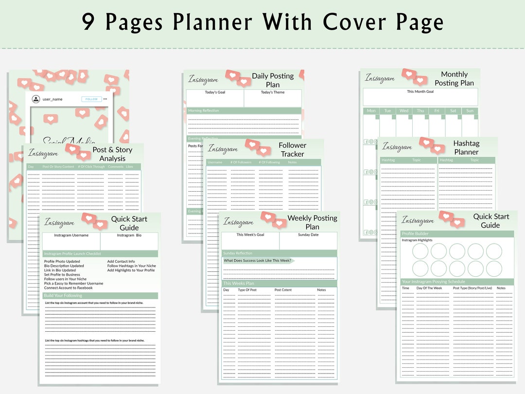 Printable Social Media Planner, Facebook Tracker, Instagram Planner ...