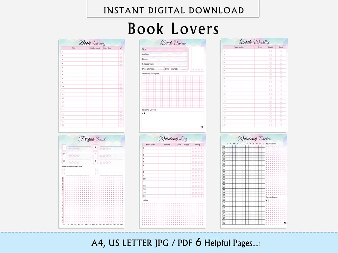 Printable Reading Tracker, Reading Log, Reading Journal, Bookshelf ...
