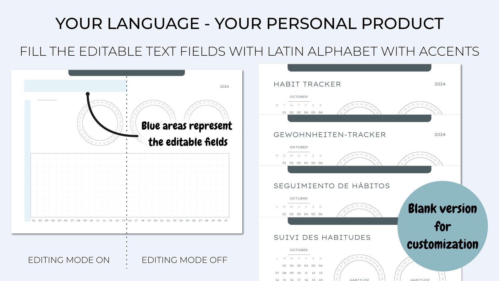 Printable & Digital Monthly Habit Tracker Minimalist, Editable Multiple ...