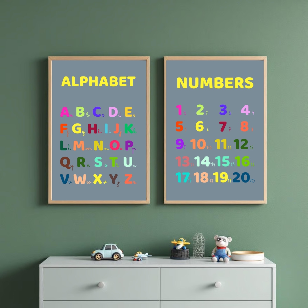 Alphabet | Numbers Poster for Kids | Educational Digital Wall Art ...