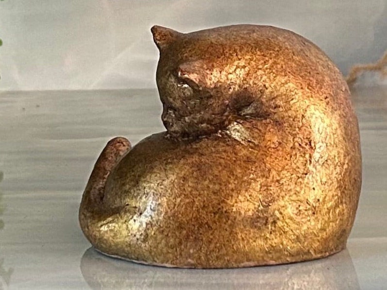 Cat Sculpture Cat Statue Licking Cat Feline Art - Etsy
