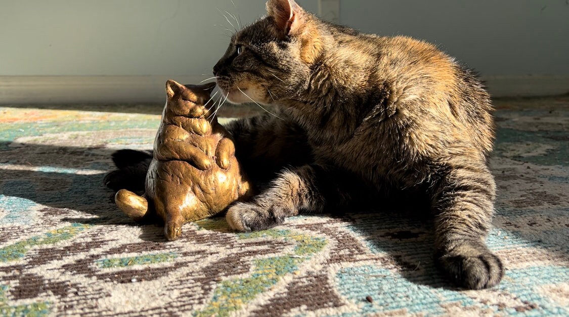 Large Fat Cat Sculpture Silver Cat Statue Chubby Kitty Cat Funny Cat - Etsy
