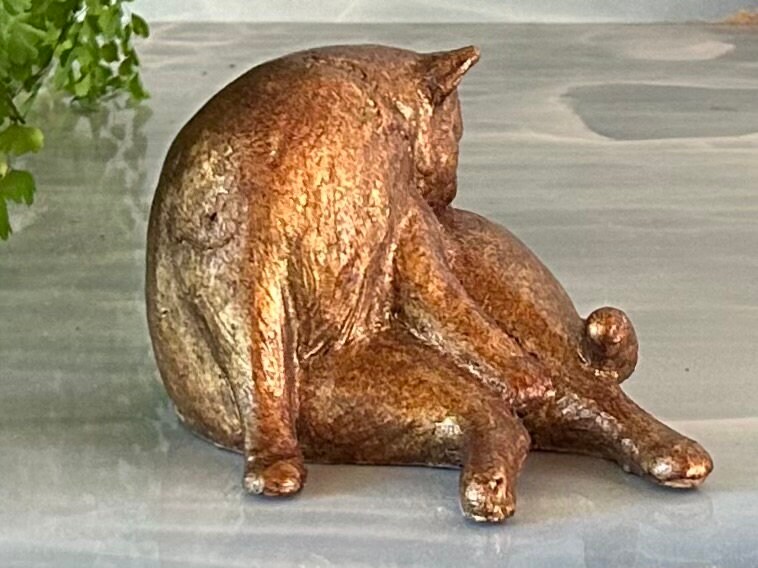 Cat Sculpture Cat Statue Licking Cat Feline Art - Etsy