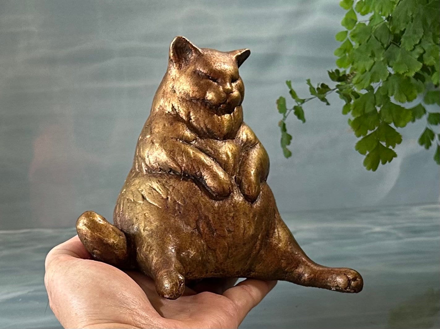 Large Fat Cat Sculpture Silver Cat Statue Chubby Kitty Cat Funny Cat - Etsy