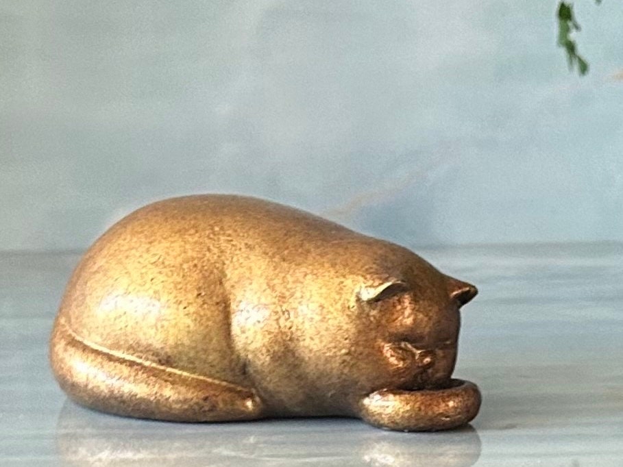 Fat Cat Sculpture Cat Statue Chubby Kitty Cat With Bowl - Etsy