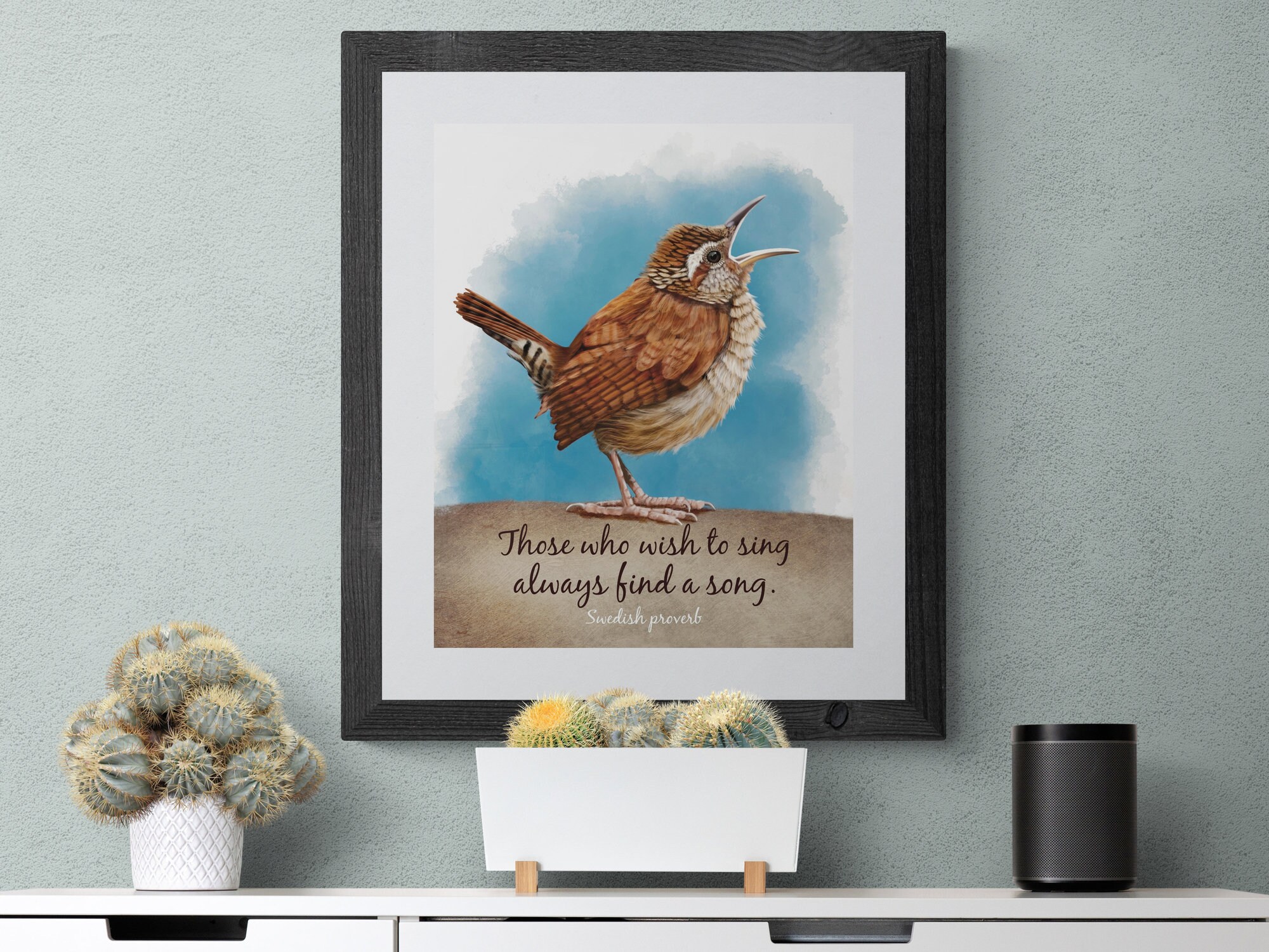 PRINTABLE Singing Wren Digital Art Download With Inspiring Proverb ...