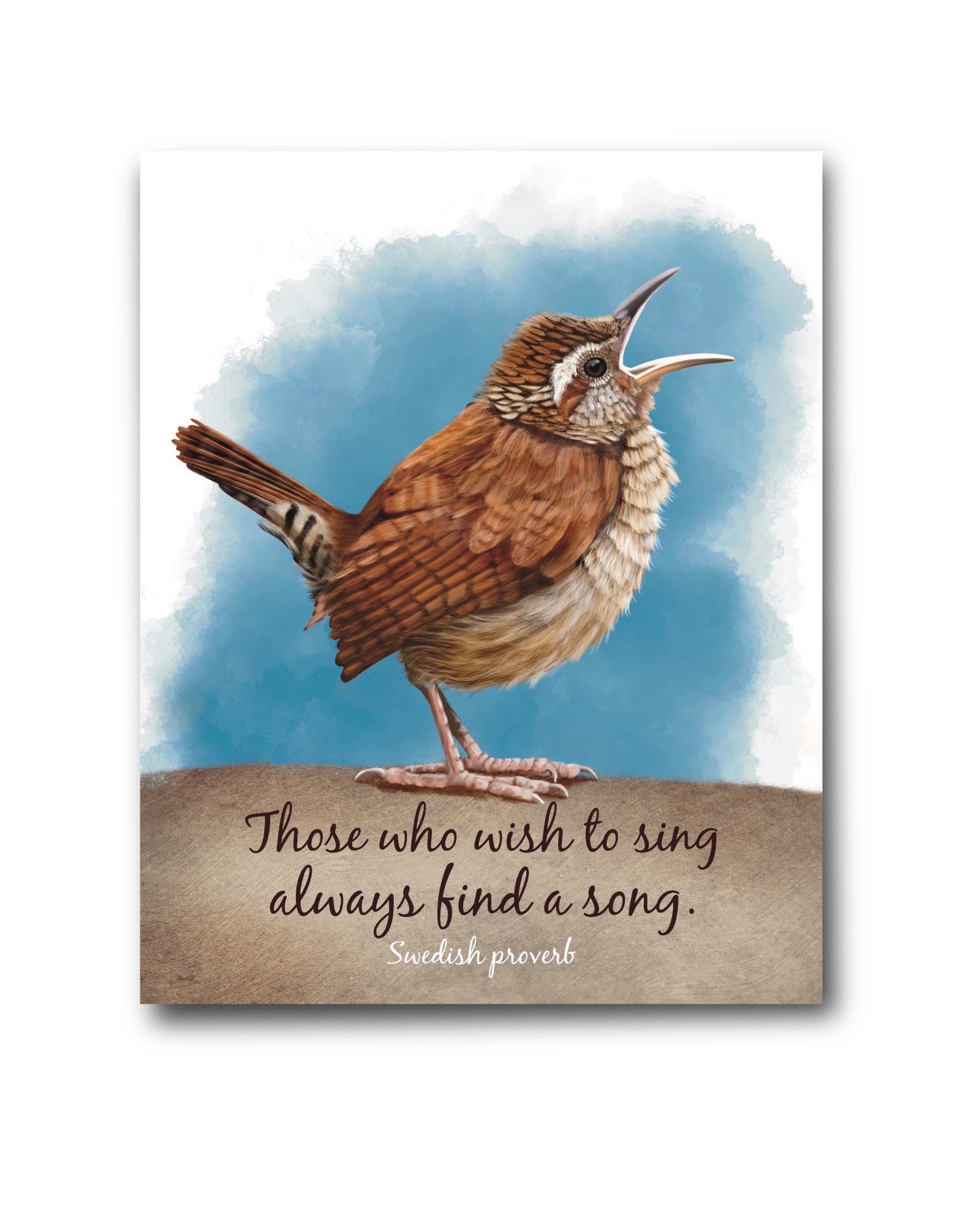 PRINTABLE Singing Wren Digital Art Download With Inspiring Proverb ...