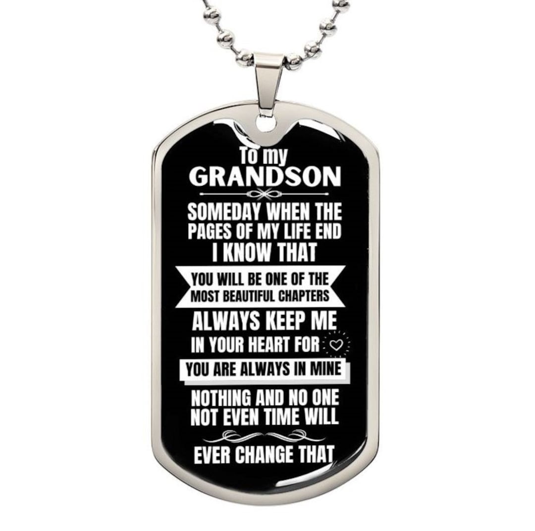 Dog Tag Grandson Necklace, Grandson Gifts From Grandma and Grandpa, to ...