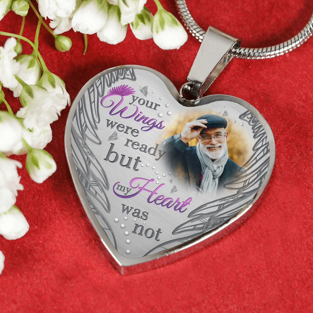 Memory Gifts, Memorial Necklace With Picture for Widow, Heart Photo ...