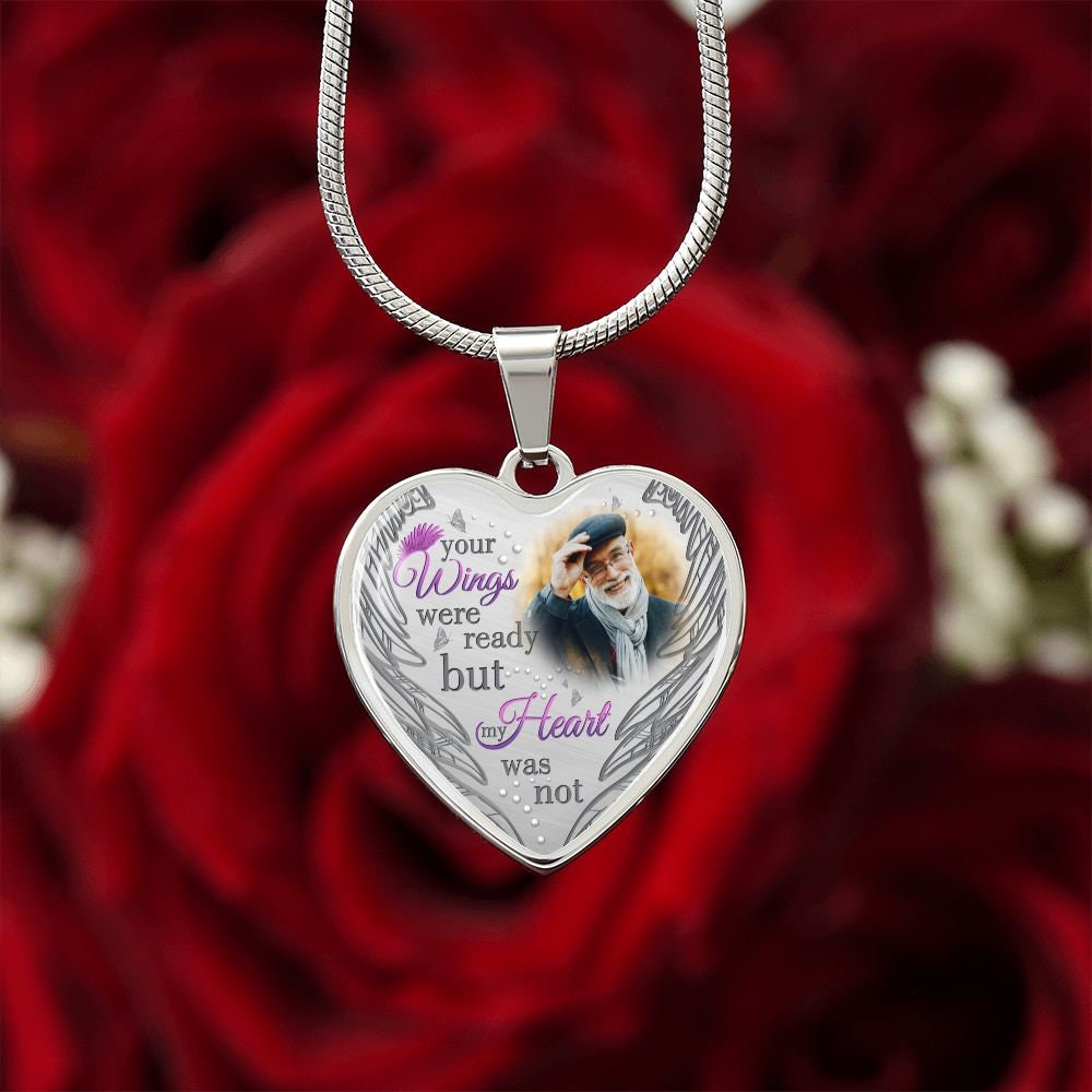 Memory Gifts, Memorial Necklace With Picture for Widow, Heart Photo ...