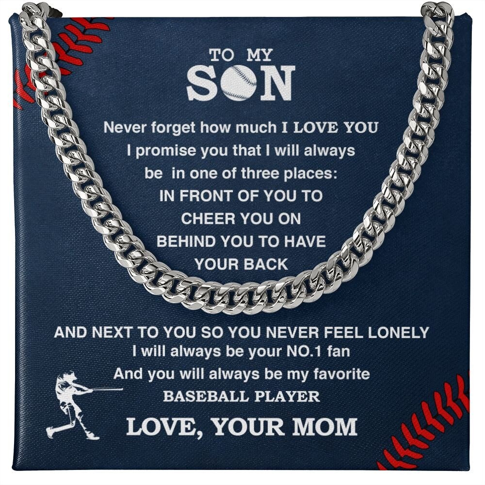 Personalized Boys Baseball Necklace to My Son From Mom, Custom Boy ...