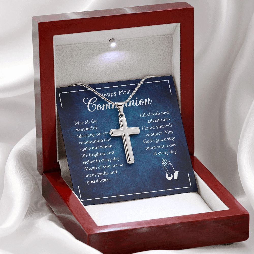 First Holy Communion Gifts Boy, Christian Men Necklace, Cross Necklace ...