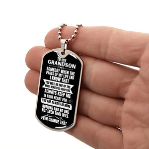 Dog Tag Grandson Necklace, Grandson Gifts From Grandma and Grandpa, to ...