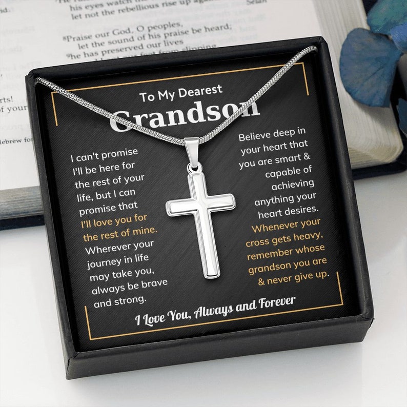 Personalized Cross Grandson Necklace From Grandma Nana, Grandson Gifts ...