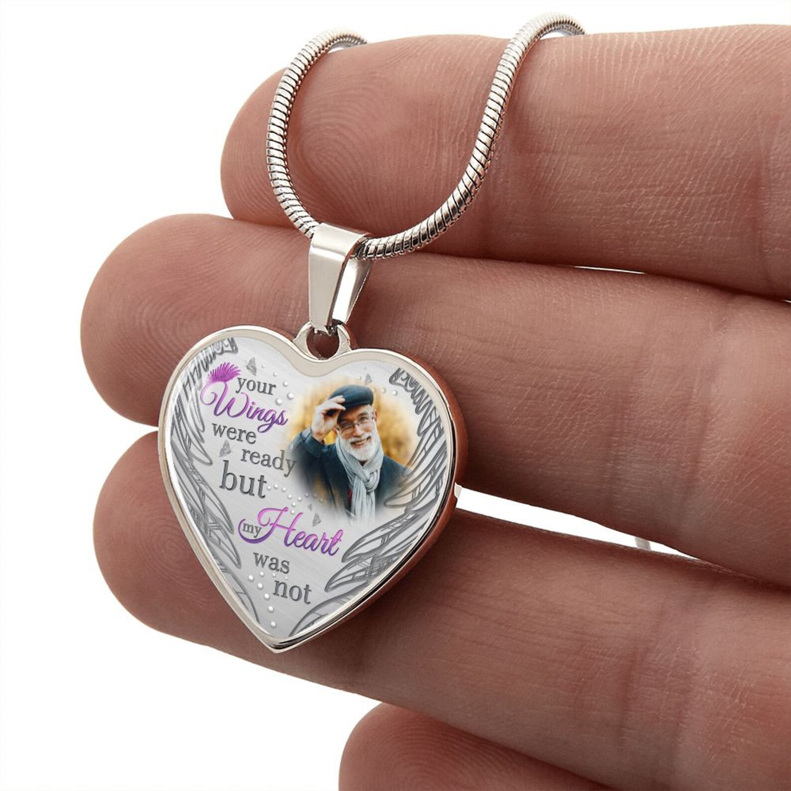 Memory Gifts, Memorial Necklace With Picture for Widow, Heart Photo ...