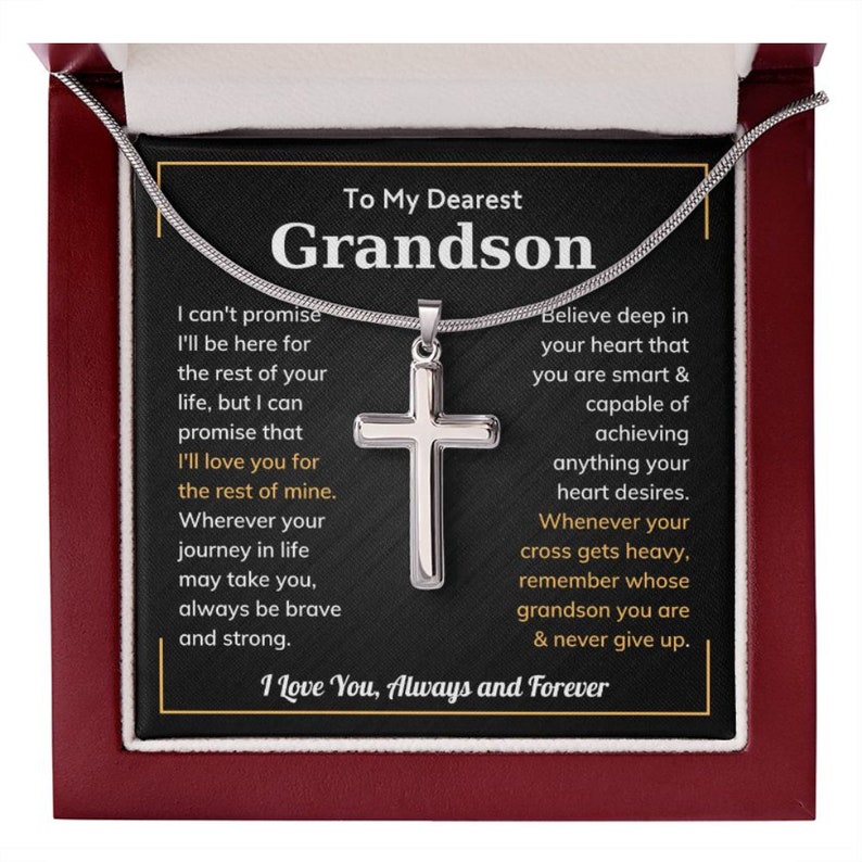 Personalized Cross Grandson Necklace From Grandma Nana, Grandson Gifts ...