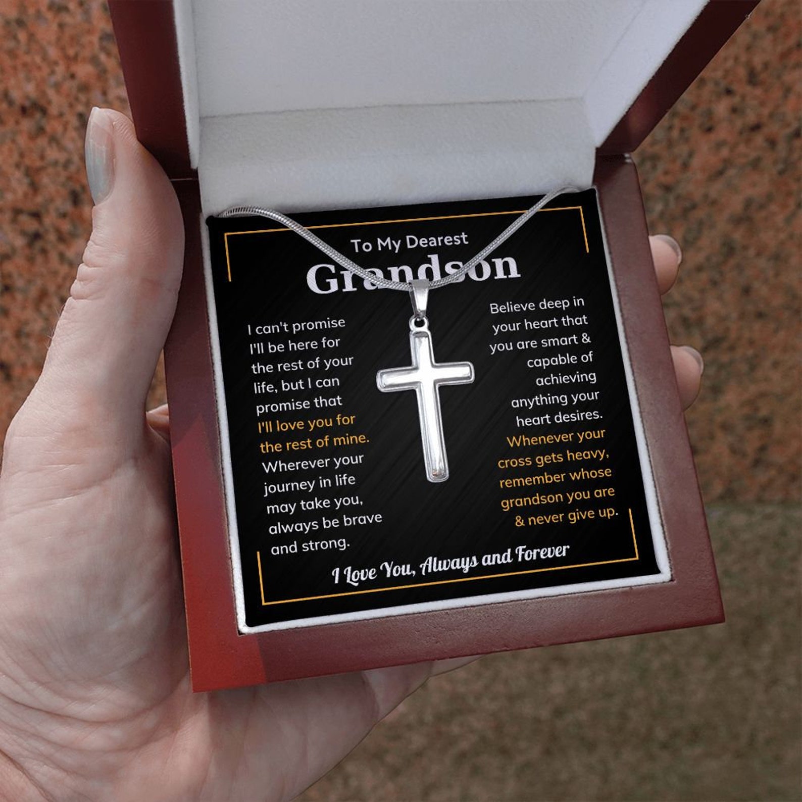 Personalized Cross Grandson Necklace From Grandma Nana, Grandson Gifts ...