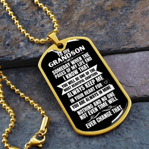 Dog Tag Grandson Necklace, Grandson Gifts From Grandma and Grandpa, to ...