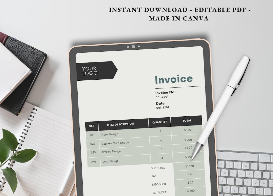 Grey Payment Invoice Invoice Customizable Invoice Small - Etsy